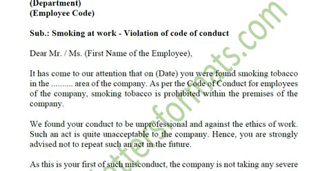 Write Letters Online Warning Letter To Employee For Smoking In Office