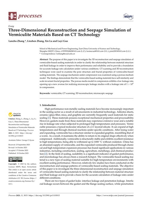 Pdf Three Dimensional Reconstruction And Seepage Simulation Of Vermiculite Materials Based On