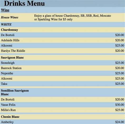 Menu At Palm Beach Cafe Rockingham
