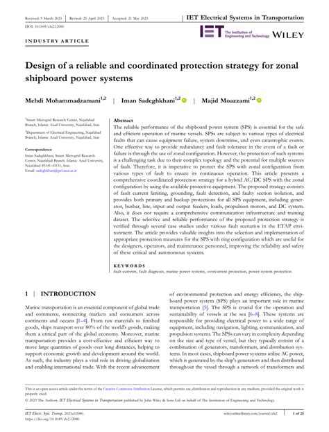 Pdf Design Of A Reliable And Coordinated Protection Strategy For Zonal Shipboard Power Systems
