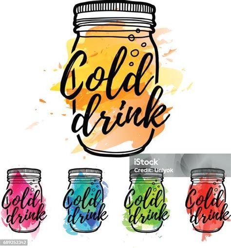 바 레스토랑 카페 수채화 텍스처에 대 한 흑백 로고 스무디 바에 대 한 기호 디자인입니다 항아리와 메뉴 스무디 조리법에 대 한 기호입니다 벡터 수채화에 대한 스톡 벡터 아트