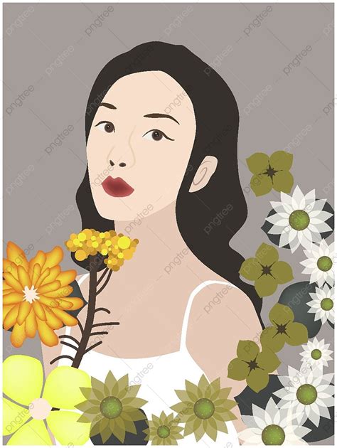 向量花朵女孩插畫 矢量 花朵 女孩插畫素材，桌布背景免費下載 免版稅