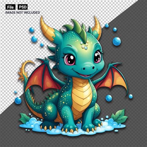 Premium Psd Cartoon Cute Little Dragon Cub