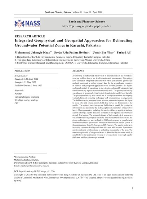 Pdf Integrated Geophysical And Geospatial Approaches For Delineating Groundwater Potential