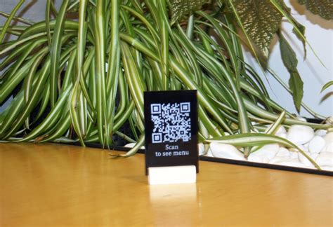 Acrylic Sign QR Code Acrylic Qr Scan To See Menu Sign With Wood Stand Etsy