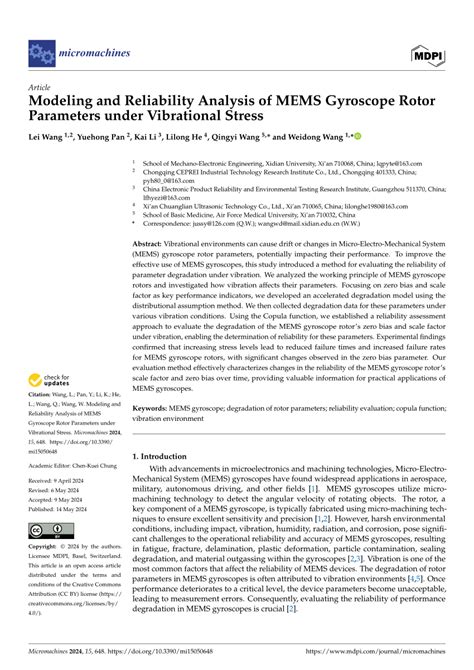 Pdf Modeling And Reliability Analysis Of Mems Gyroscope Rotor Parameters Under Vibrational Stress