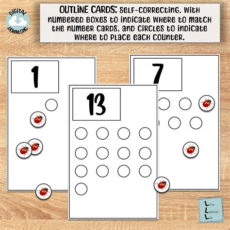 Ladybug Numbers And Counters Number Match Practice 1 20 Numbers And Counting Cards Activity