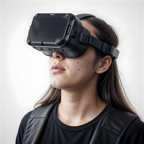 Premium Photo Person Wearing Futuristic High Tech Virtual Reality Glasses