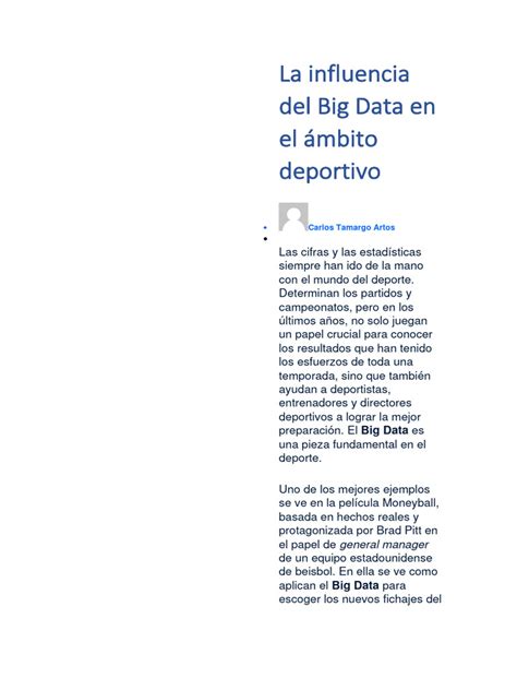 Big Data En Deporte Pdf Deportes Big Data