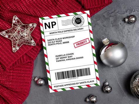 North Pole Shipping Label Template Christmas T Label Special
