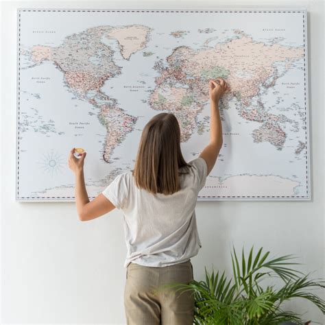 Push Pin World Map Retro