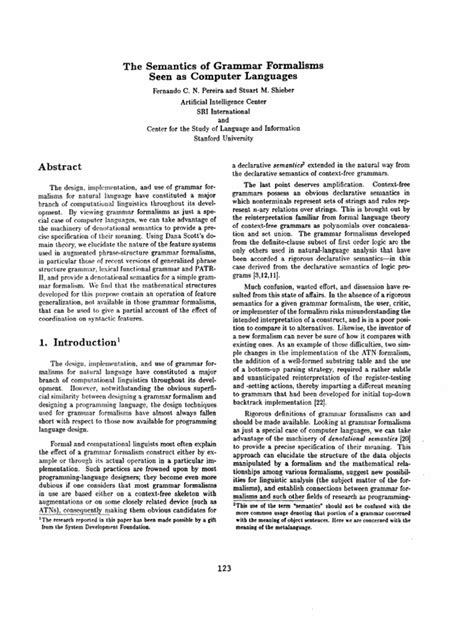 The Semantics Of Grammar Formalisms Seen Pdf Set Mathematics Syntax Logic