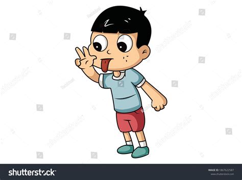 Vector Cartoon Illustration Boy Making Tongue 库存矢量图（免版税）1867622587
