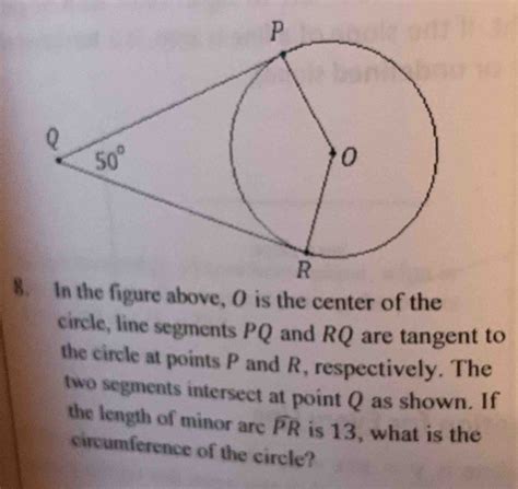 8 in the figure above o is the center of the circle line segments pq
