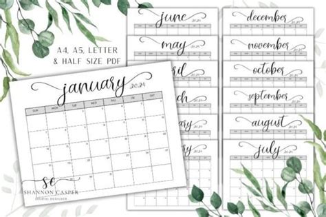 2024 Printable Calendar Graphic By Shannon Casper · Creative Fabrica