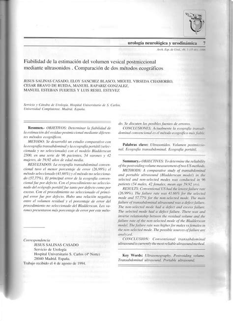 Pdf [reliability Of The Estimate Of Post Voiding Bladder Volume With Ultrasound Comparison Of