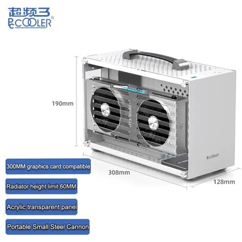 Pccooler I100 Pc คอมพิวเตอร์กรณีอลูมิเนียมกระเป๋าเดินทางแบบพกพา Mini Itx แชสซีรองรับ I7 11700