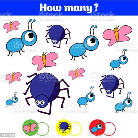 교육 어린이 게임 아이 활동 시트 계산 얼마나 많은 작업 개체 수학 숫자 학습 개발에 대한 스톡 벡터 아트 및 기타 이미지 개발 교사 교육 관련 직업 교육 Istock
