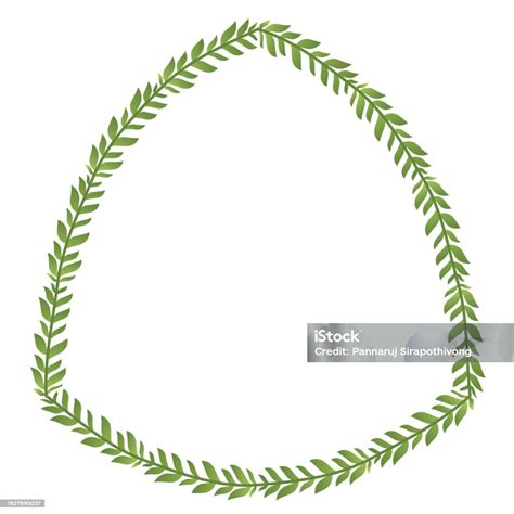 곡선 삼각형 모양 녹색 잎 꽃 프레임 녹색 잎 화 환 프레임 그림 벡터 사진 프레임 꽃 테두리 장식 식물 가지 요소 결혼식에 대한 스톡 벡터 아트 및 기타 이미지 Istock