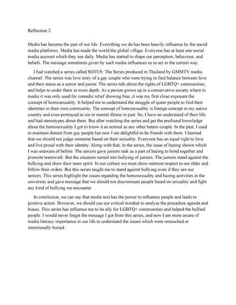 Reflection 2 Assignment Reflection 2 Media Has Become The Part Of Our