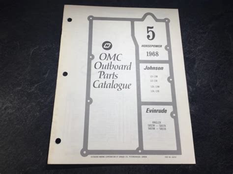1968 Evinrude Johnson 5 Hp Livre De Pièces Hors Bord 5802m 5803b