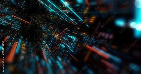 Flying Futuristic Central Processing Unit Electronic Circuitry Within A Computer That Carries