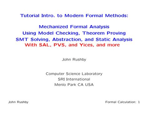 PPT Tutorial Intro To Modern Formal Methods Mechanized Formal