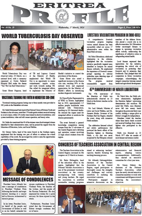 Eritrea Profile 27 March 2024 Eritrea Ministry Of Information