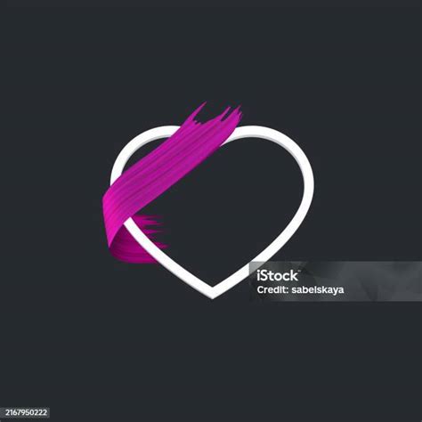 보라색 리본 3d 아이콘 벡터 일러스트 레이 션과 흰색 심장 3차원 형태에 대한 스톡 벡터 아트 및 기타 이미지 3차원 형태 감정 개념 Istock
