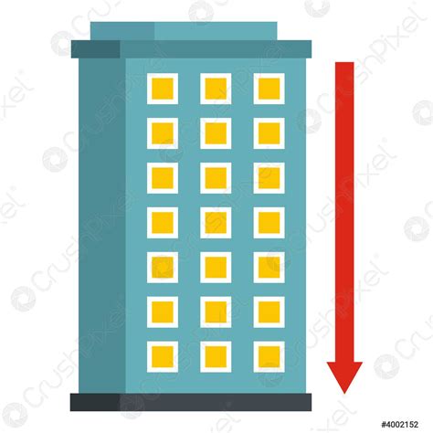 Building And Red Down Arrow Icon Isolated Stock Vector Crushpixel