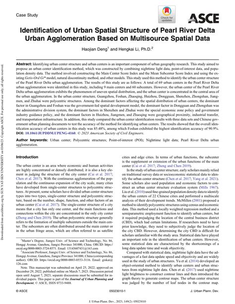 Pdf Identification Of Urban Spatial Structure Of Pearl River Delta Urban Agglomeration Based