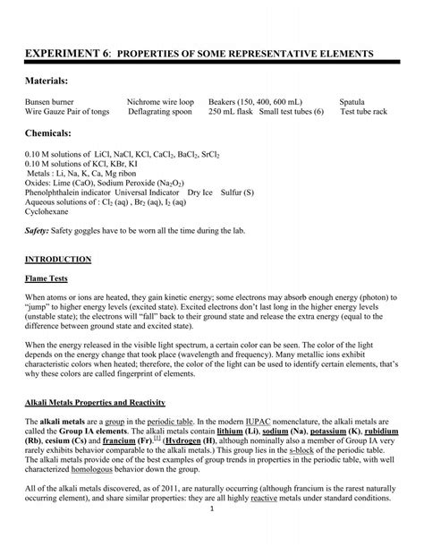 Properties Of Some Representative Elements