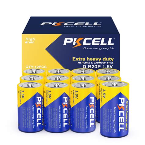 Pkcell D Size 15v Zinc Carbon Batteries 12 Pack Long Lasting R20p