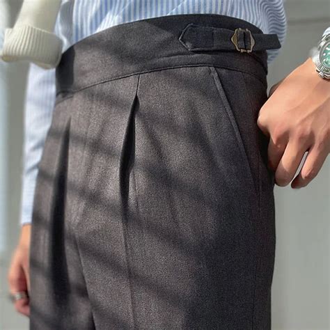 Pantalones De Caballero De Cintura Alta Para Traje Pantalones De