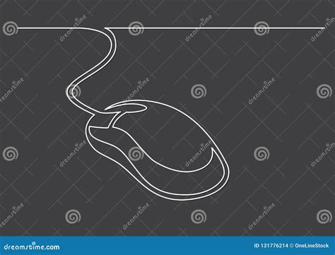 One Line Drawing Of Isolated Vector Object Wired Computer Mouse Stock Vector Illustration Of