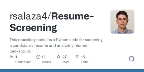 Github Rsalaza4resume Screening This Repository Contains A Python