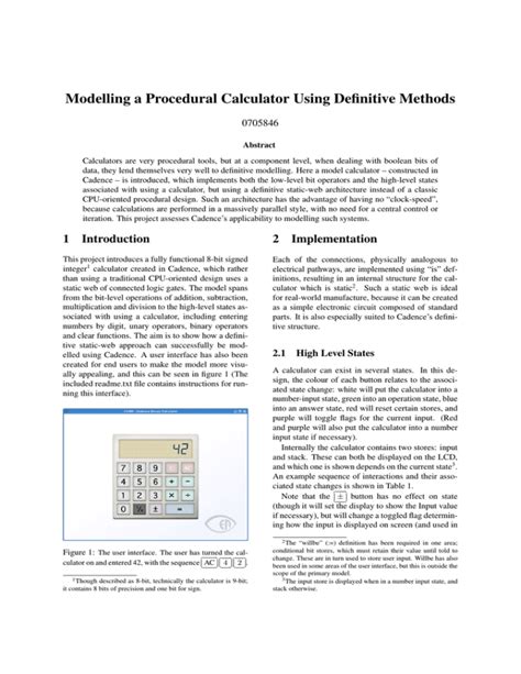 Modelling A Procedural Calculator Using Definitive Methods 0705846