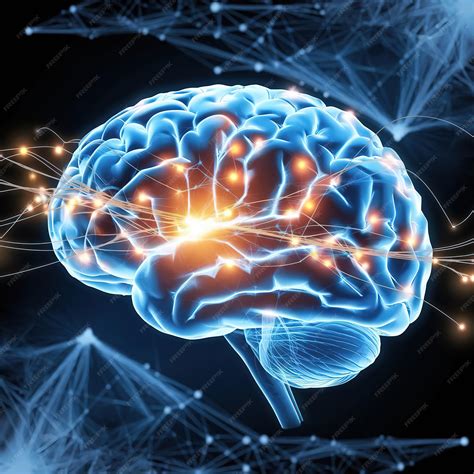 Futuristic Digital Visualization Of Brain With Neural Networks And Synapses Premium Ai