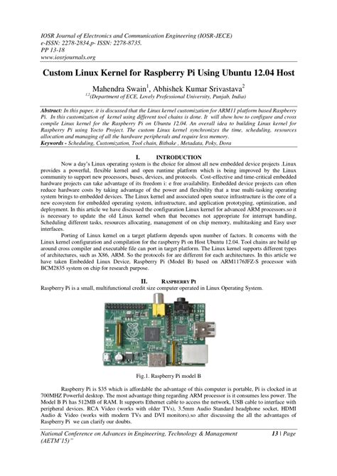 PDF Custom Linux Kernel For Raspberry Pi Using Ubuntu 12 04 Host