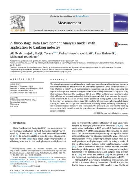 pdf a three stage data envelopment analysis model with application to