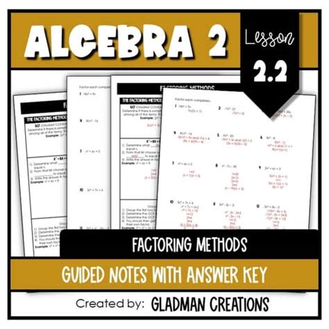 Factoring Quadratics Algebra 2 Guided Notes By Gladman Creations