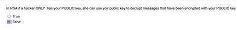 Solved In Rsa If A Hacker Only Has Your Public Key She Can