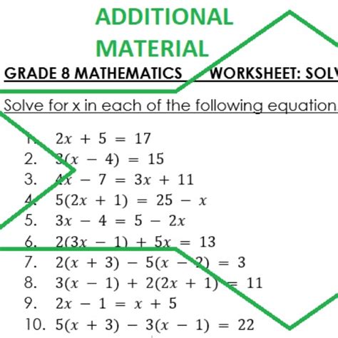 Grade 8 9 Math Worksheets Like Terms And Solving Linear Worksheets Library