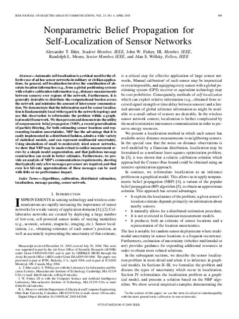 pdf nonparametric belief propagation for self calibration in sensor