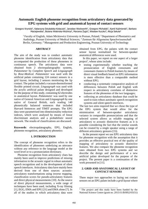 Pdf Automatic English Phoneme Recognition From Articulatory