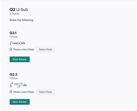 Solved Q2 U Sub 2 Points Solve The Following Q21 1 Point ſ