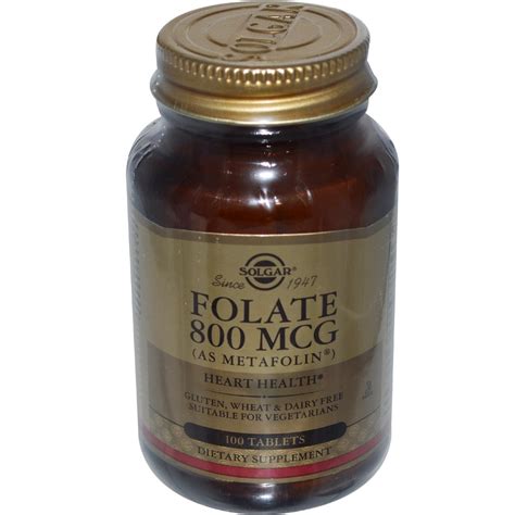 Metafolin Solgar Folate 800 Mcg 100 Tablets Australia Folate As Metafolin Mega Vitamins