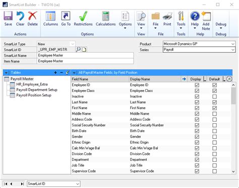 Employee Master Smartlist Builder Template Eone Solutions