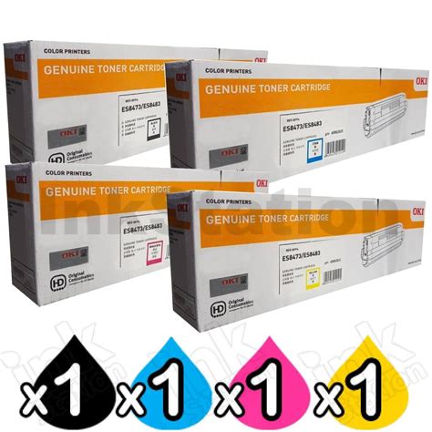 Oki 4 Pack Es8473 Genuine Toner Cartridges Combo 45862836 45862833 [1bk 1c 1m 1y] Toner