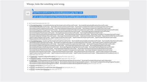 Call To Undefined Method Maatwebsiteexcelfacadesexcelcreate